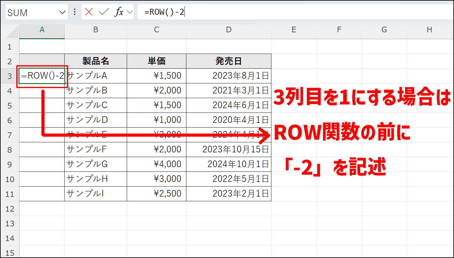 【Excel関数】ROW関数で項番を自動入力させる | ITインフルエンサー Espedia